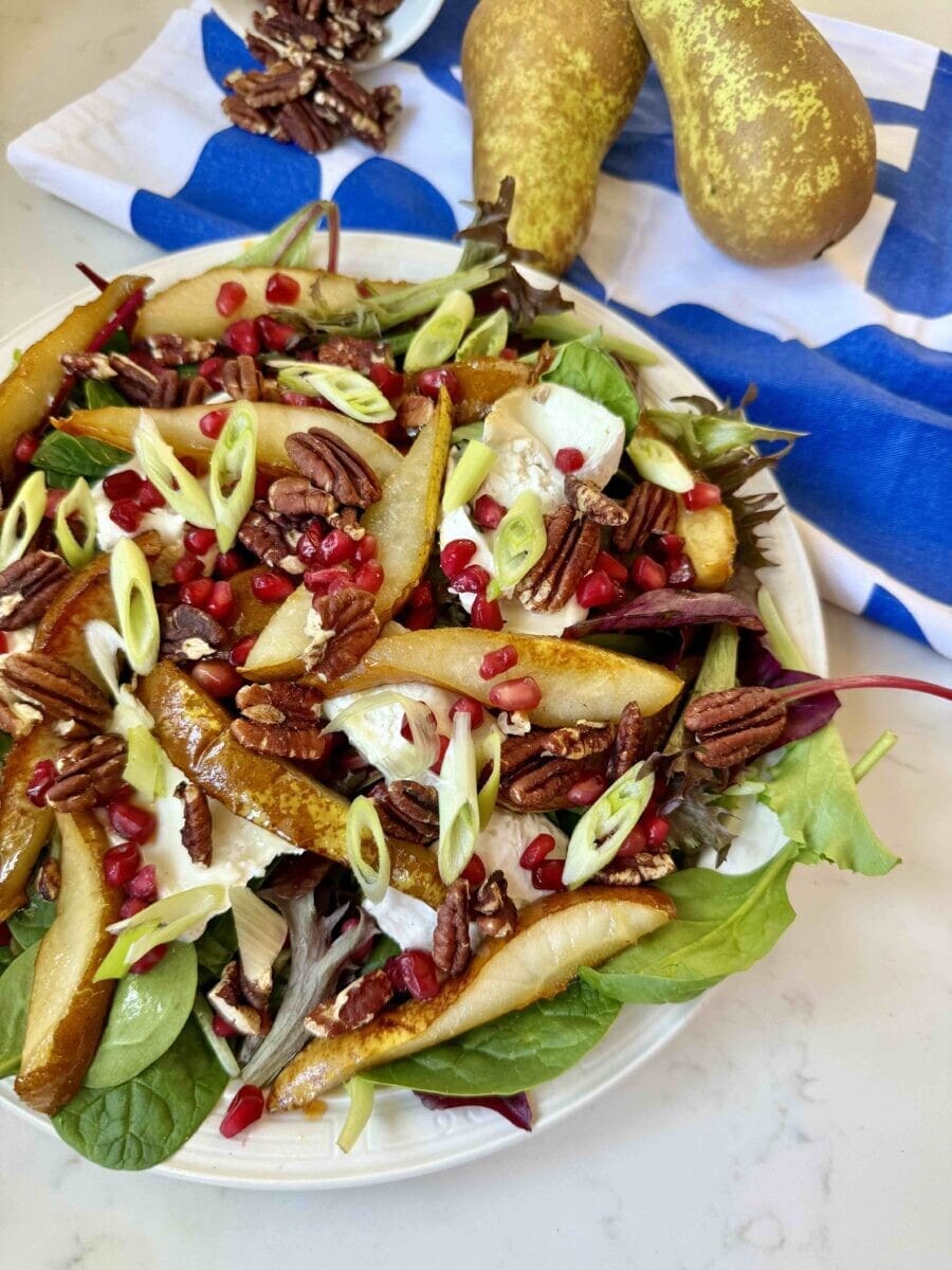 Grilled Pear and Fresh Goats Cheese Salad